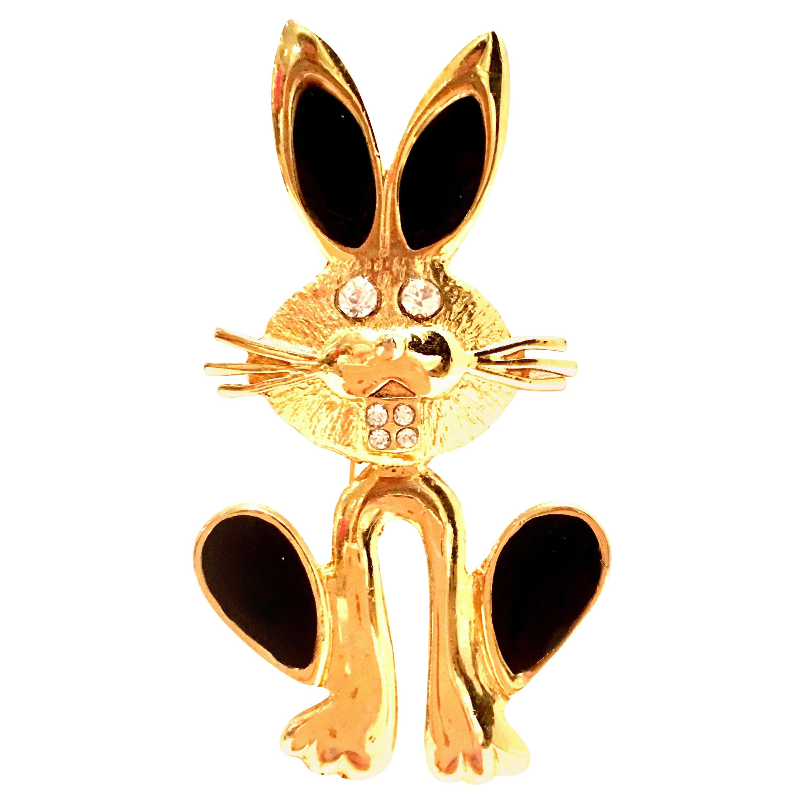 Diamond Yellow Gold Set Bunny Rabbit Brooch at 1stDibs