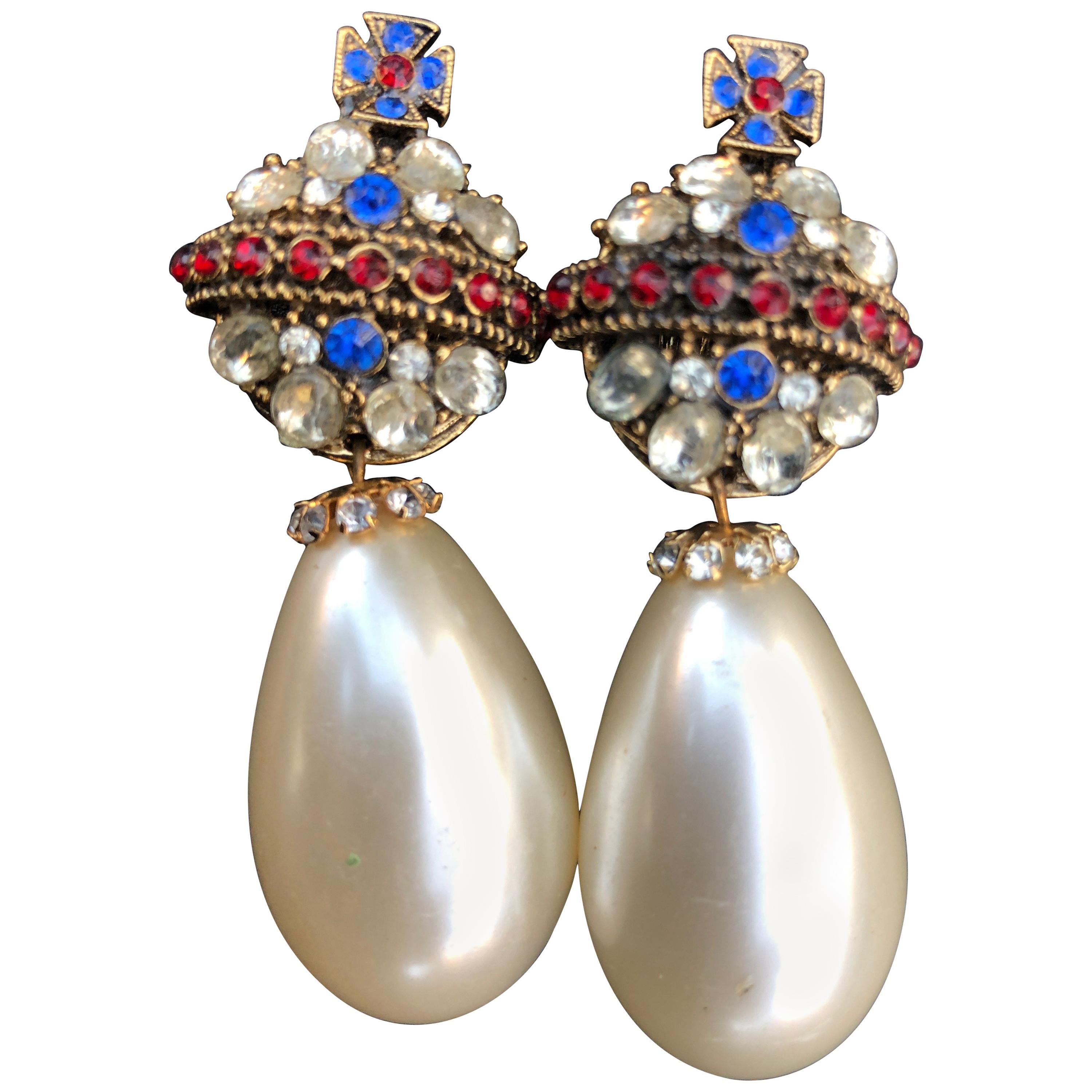 Richard Serbin Large Gold and Crystal Bow Brooch Pin 1985 For Sale at ...