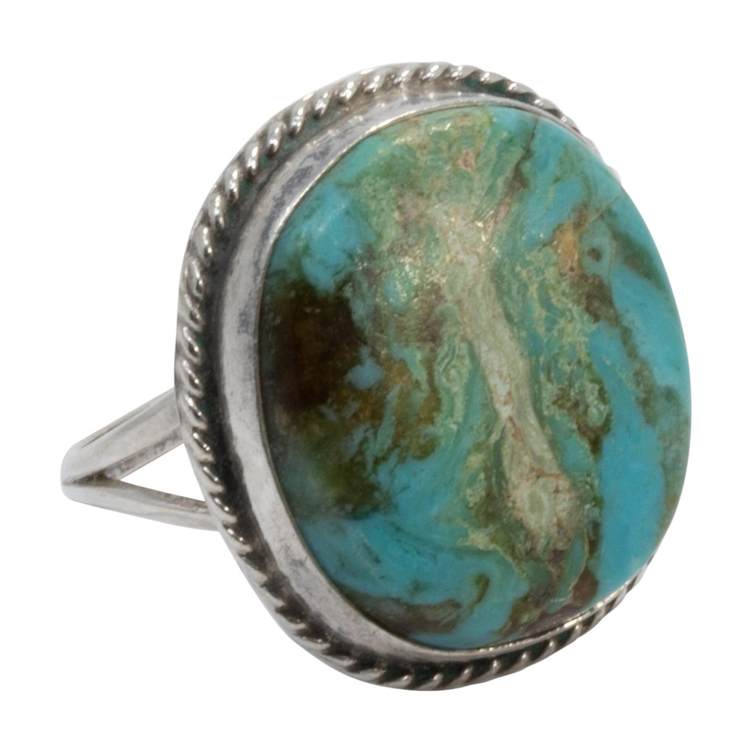 Zuni Turquoise Sterling Silver Statement Native American Ring at ...