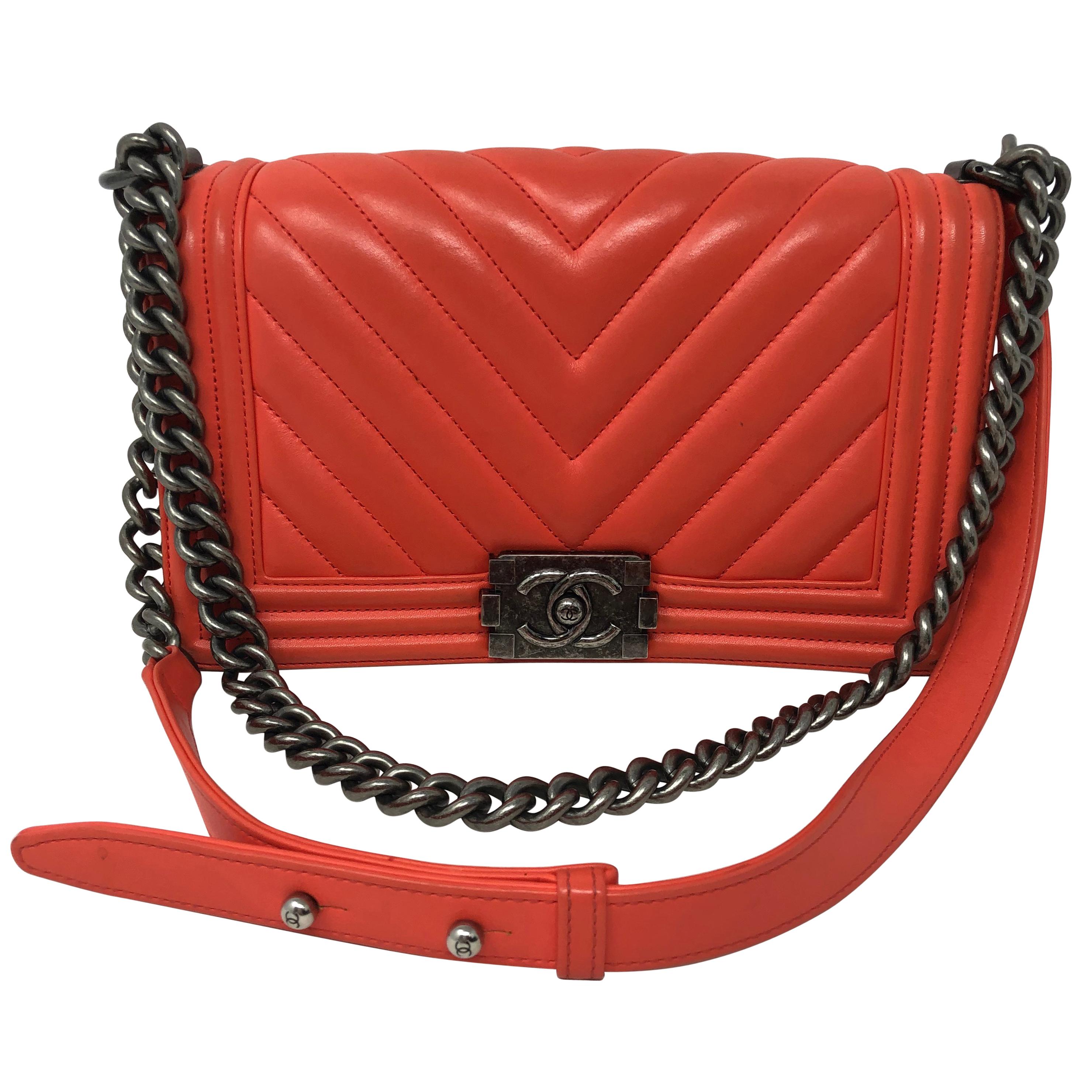 Chanel Coral Boy Bag at 1stDibs | chanel coral bag, coral chanel bag