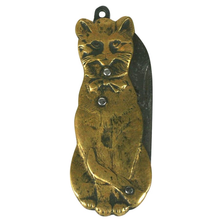 French Victorian Cat Pen Knife For Sale at 1stDibs