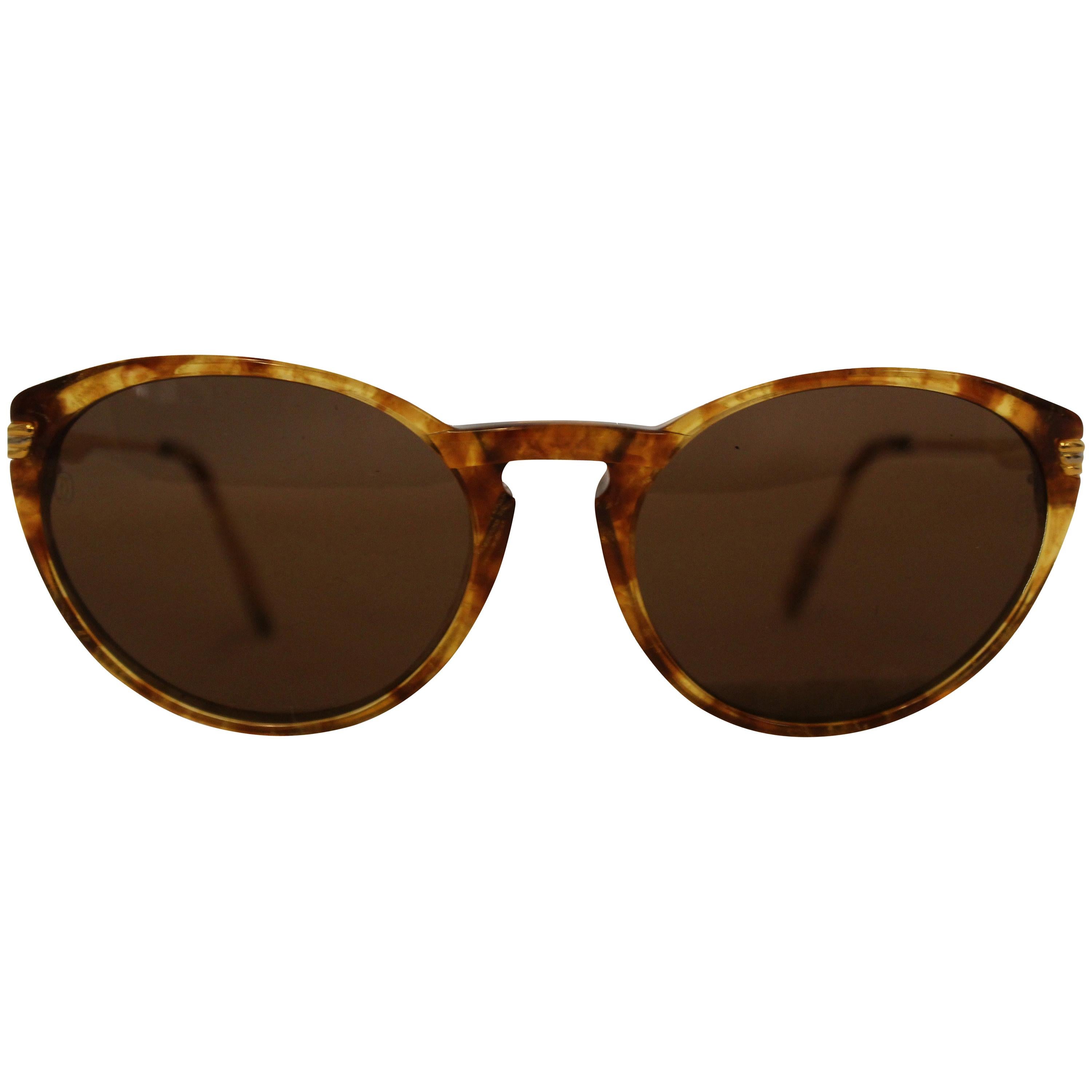 Cartier Tortoise Shell Motif Sunglasses Gold Tone Details 135 Temples ...