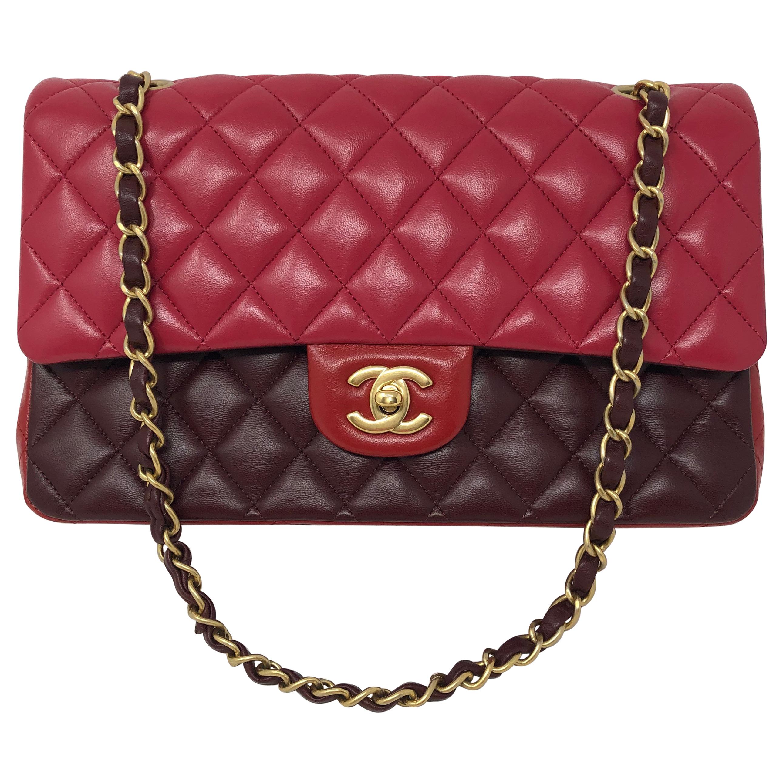 Chanel Red Multicolor Lambskin Double Flap at 1stDibs