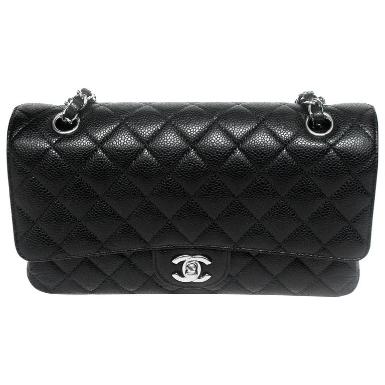 Chanel Black Quilted Caviar Medium Double Flap Bag at 1stDibs