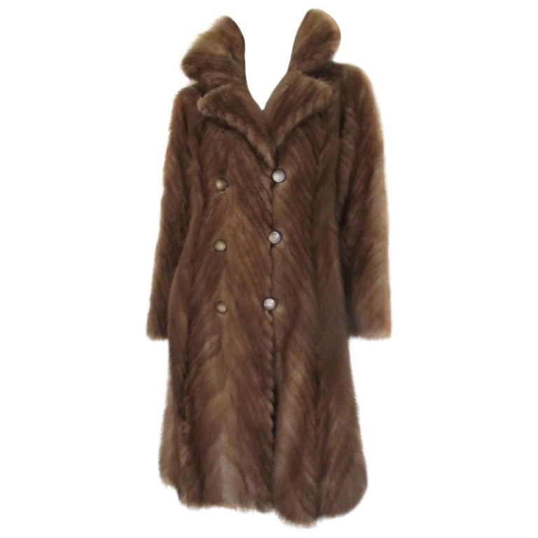 Vintage Paris Chevron Mink fur coat at 1stDibs