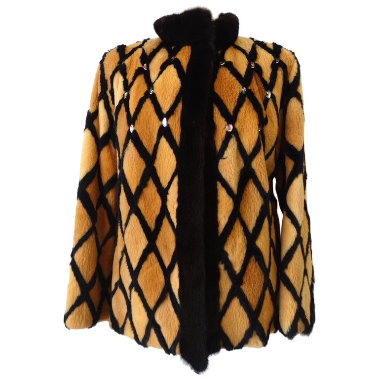 1980s Diamond Pattern Sheered Rabbit Fur Jacket at 1stDibs