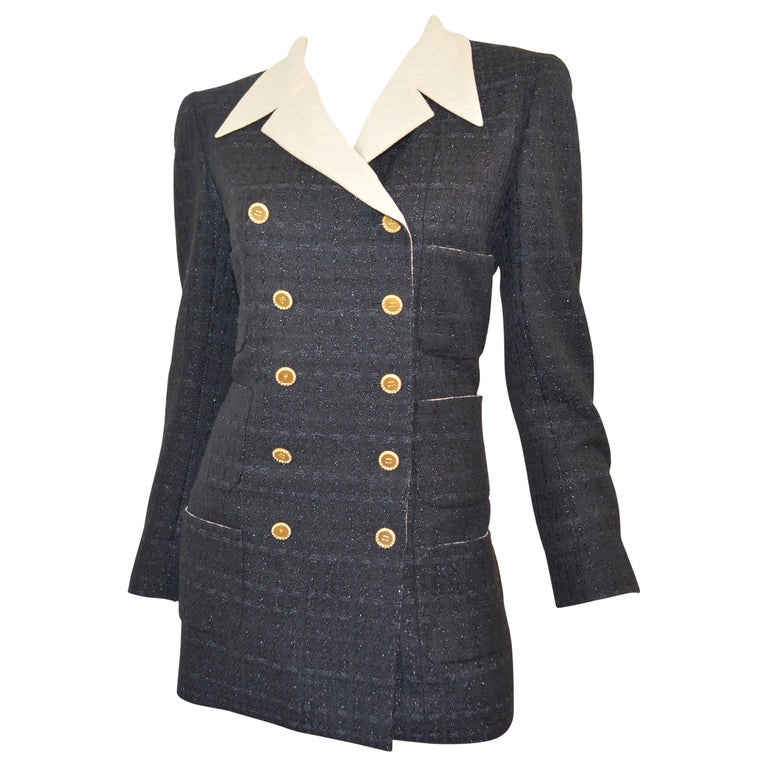 Chanel 2002 P Fantasy Tweed Jacket with Pearl Buttons at 1stDibs