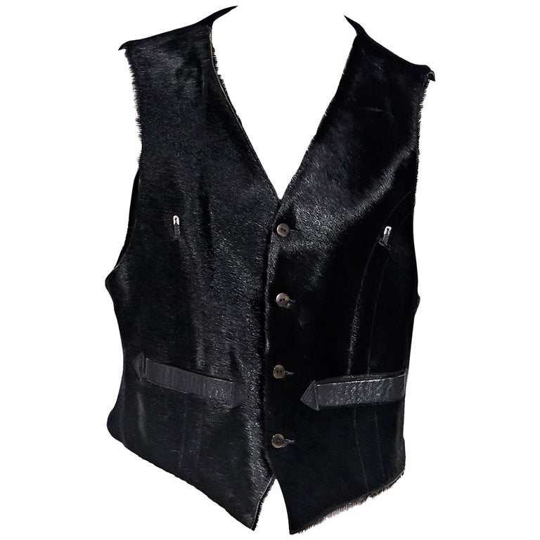 Black Vintage Jean Paul Gaultier Pony Hair Vest at 1stDibs