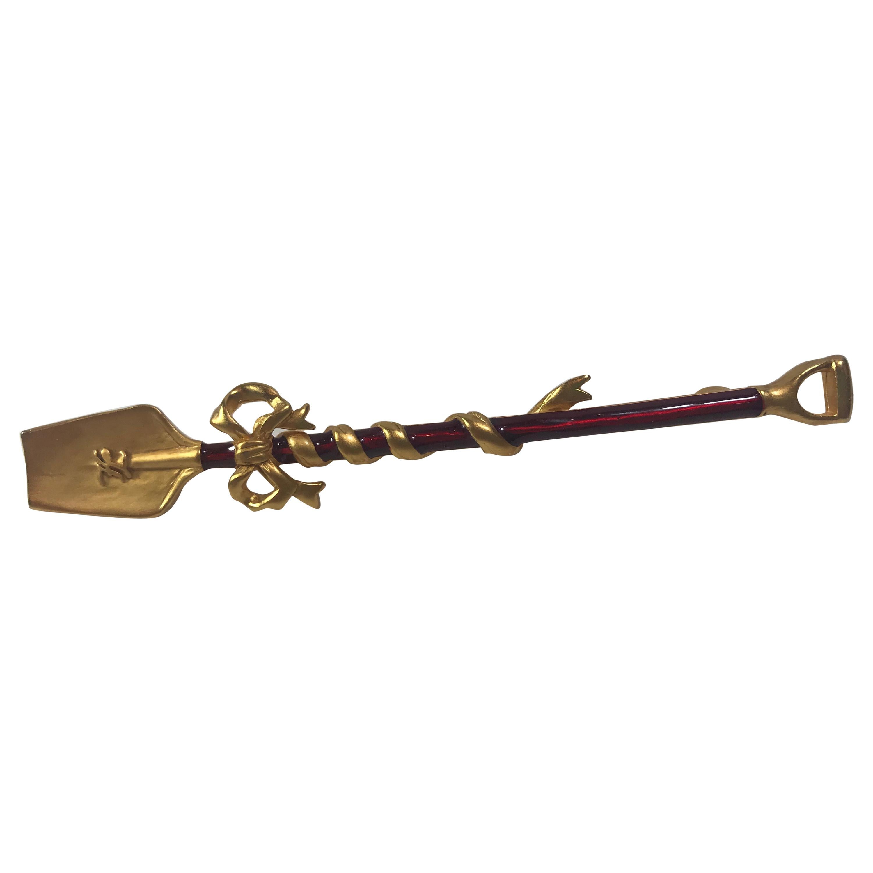 Karl Lagerfeld Red Enamel Shovel Pin For Sale at 1stDibs | shovel pins