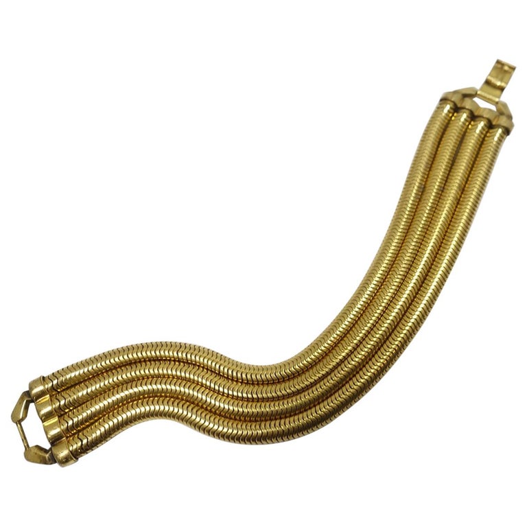 Vintage Flex Snake-Link 4-Strand Gold-Tone Bracelet at 1stDibs