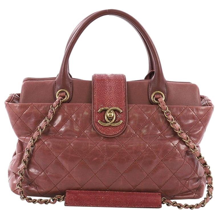 Chanel Bindi Tote Quilted Leather with Stingray Medium at 1stDibs