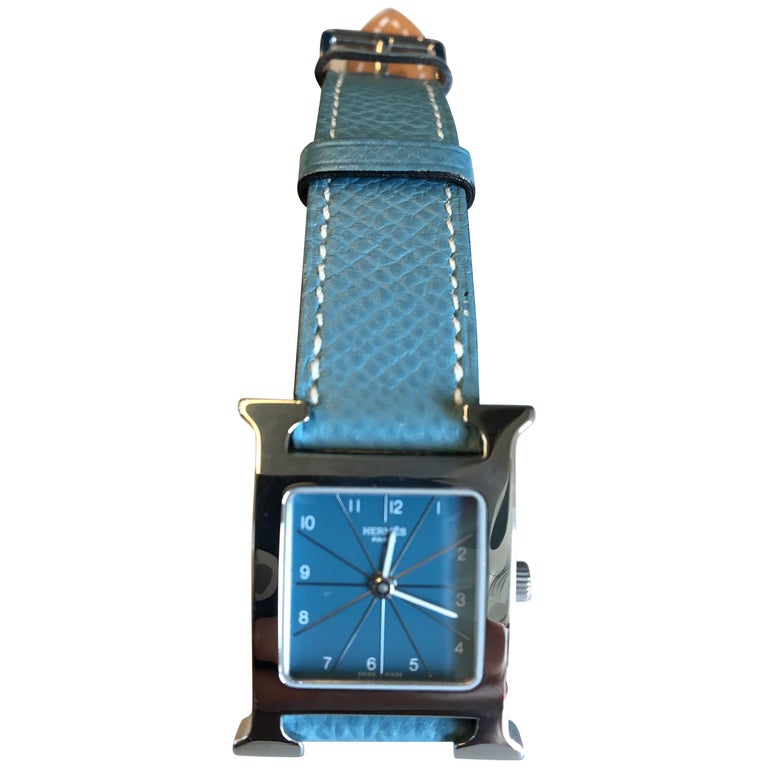 Women's MM Hermes Limited Edition Blue Dial Heure H Watch at 1stDibs ...