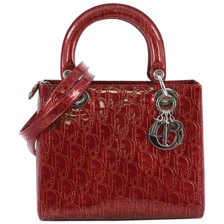 Christian Dior Lady Dior Handbag Ultimate Embossed Patent Medium at 1stDibs