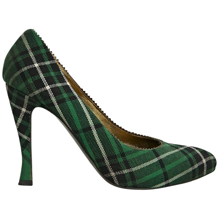 Green Bottega Veneta Plaid Pumps For Sale at 1stDibs