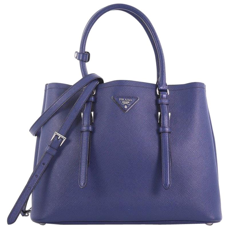 Prada Cuir Covered Strap Double Tote Saffiano Leather Medium at 1stDibs