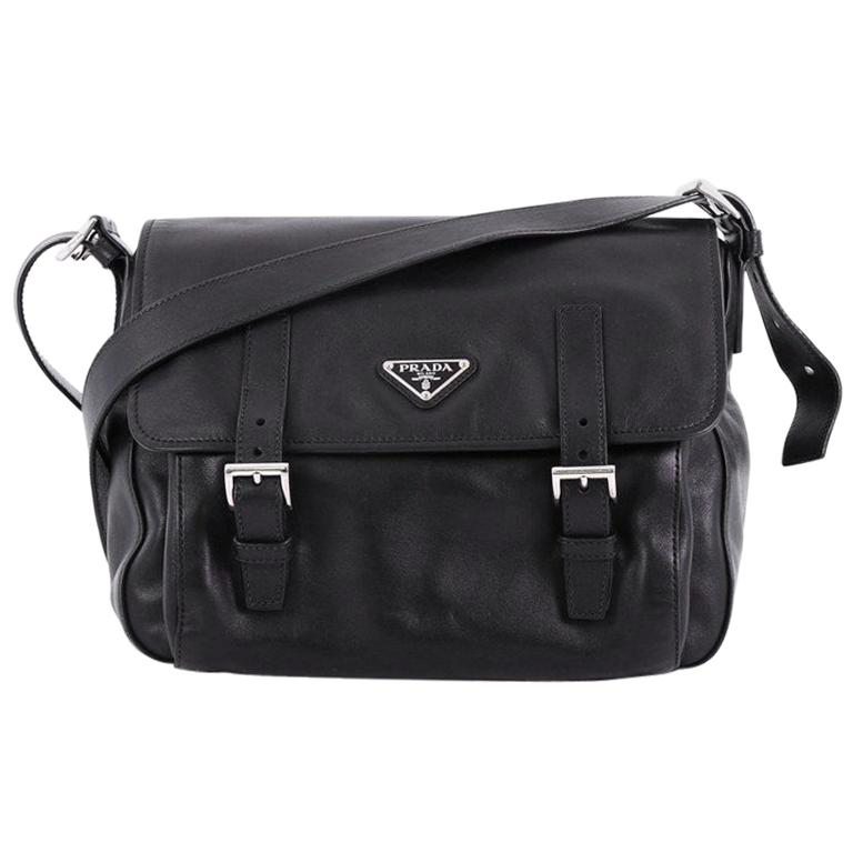 Prada Two Pocket Messenger Bag Leather Medium at 1stDibs