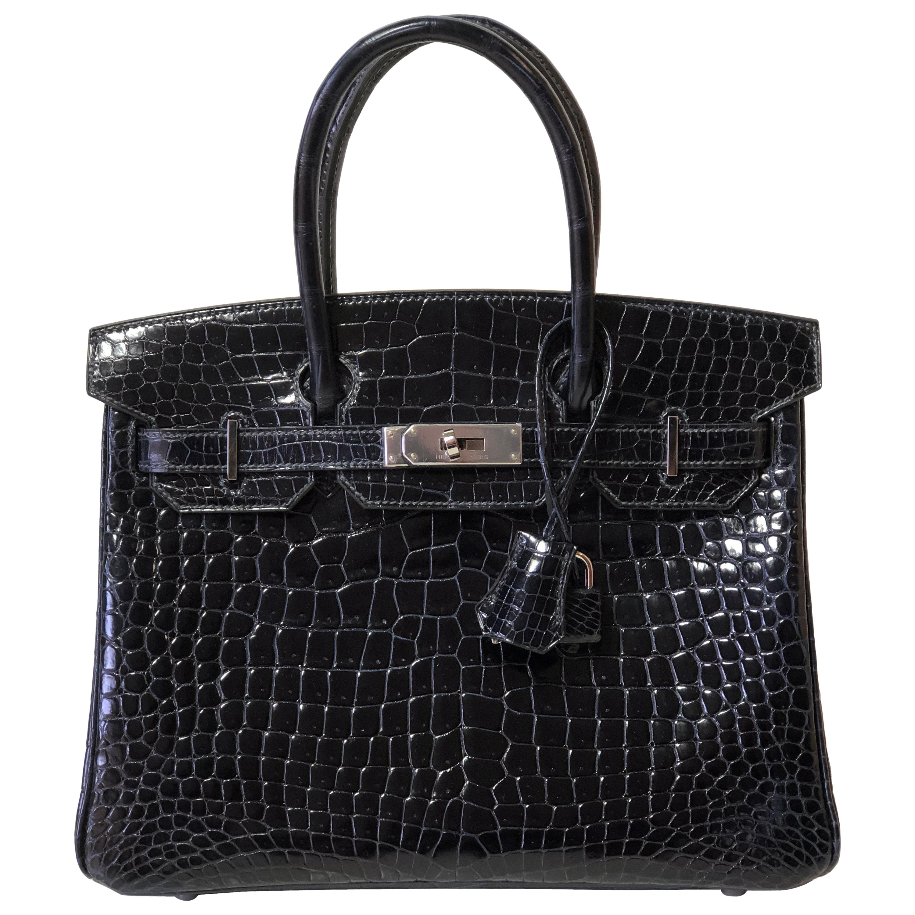 Hermes Birkin 30cm, Marine Porosus Crocodile with Palladium Hardware ...
