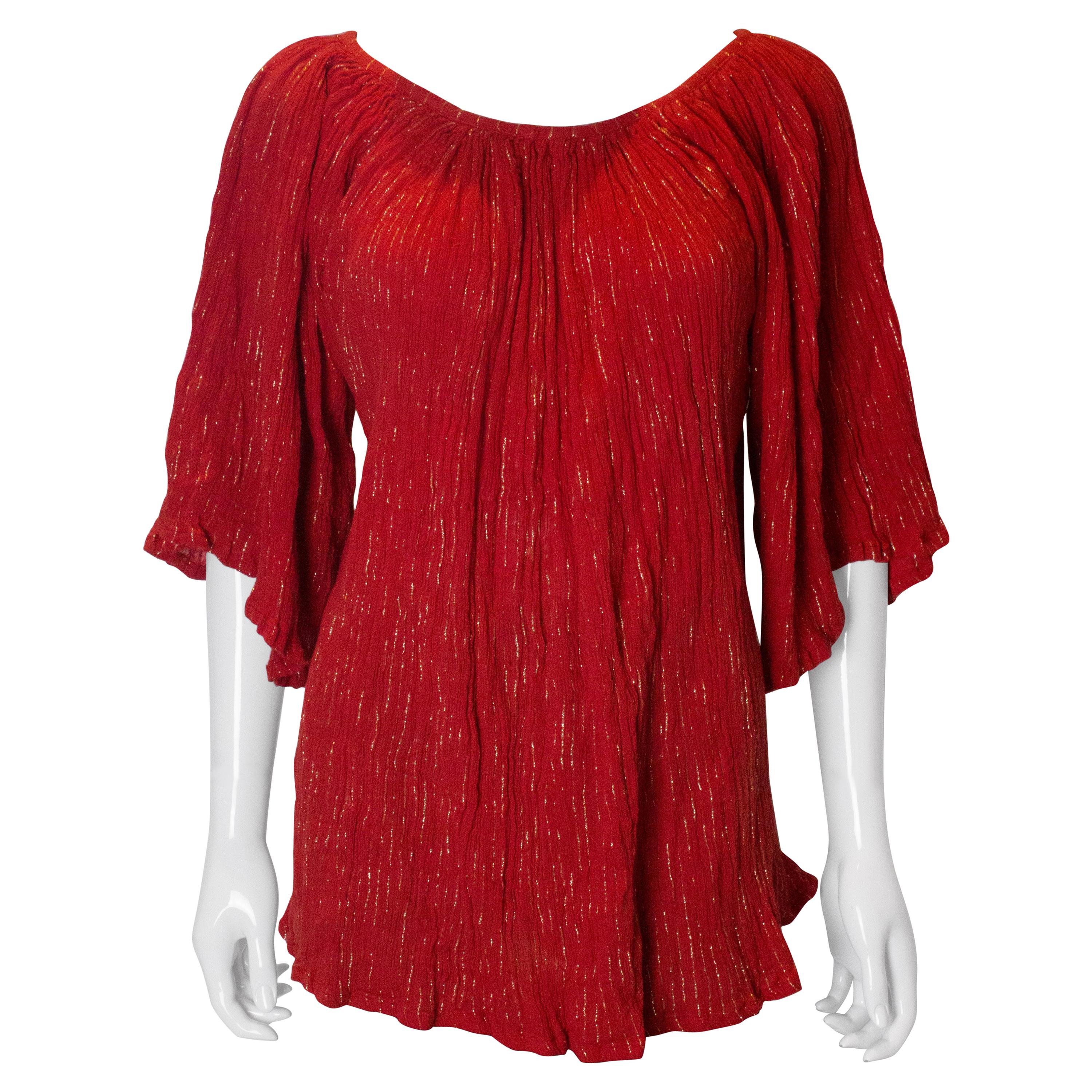 Vintage Red and Gold Summer Top at 1stDibs