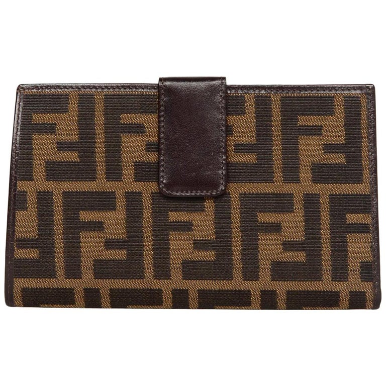 Fendi Brown FF Monogram Zucca Wallet W/ Box For Sale at 1stDibs