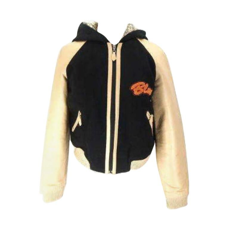 Burberry Black X Beige Varsity Baseball 232851 Jacket For Sale at 1stDibs