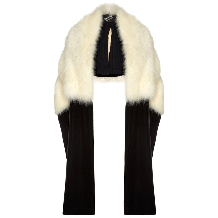 Sensational Albert Hart 1930s White Fox Fur Stole with Velvet and Silk ...