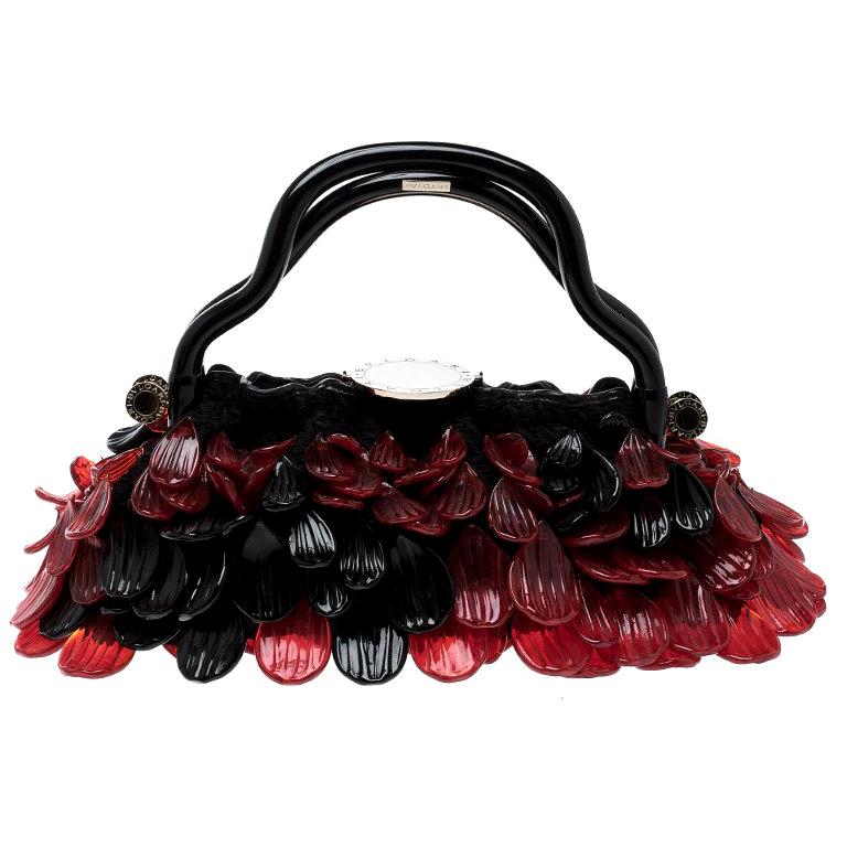 Bvlgari Black and Red Murano Glass and Fabric Evening Bag For Sale at ...