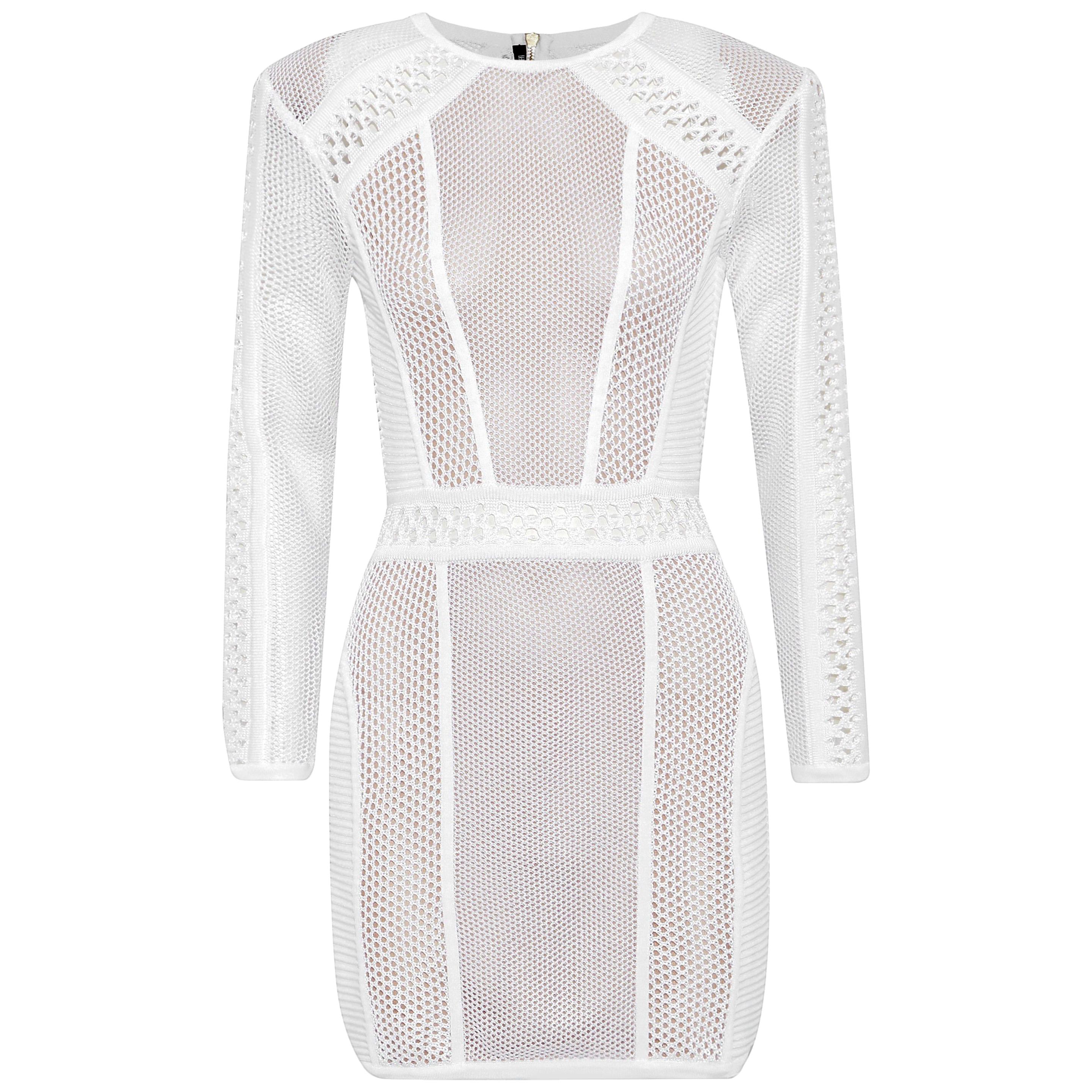 Balmain Open-Knit Mini Dress For Sale at 1stDibs