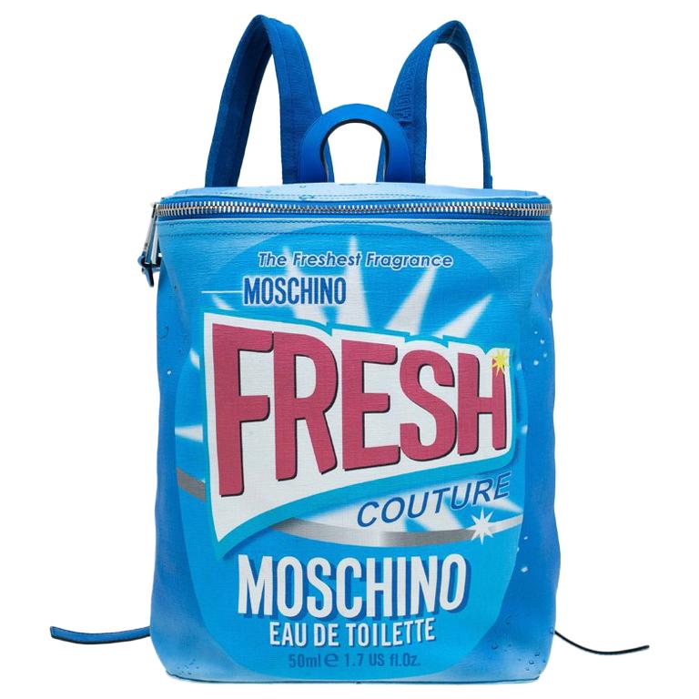 Moschino Blue PVC Fresh Couture Print Backpack For Sale at 1stDibs