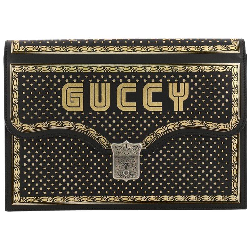 Gucci Key Lock Flap Portfolio Limited Edition Printed Leather at 1stDibs