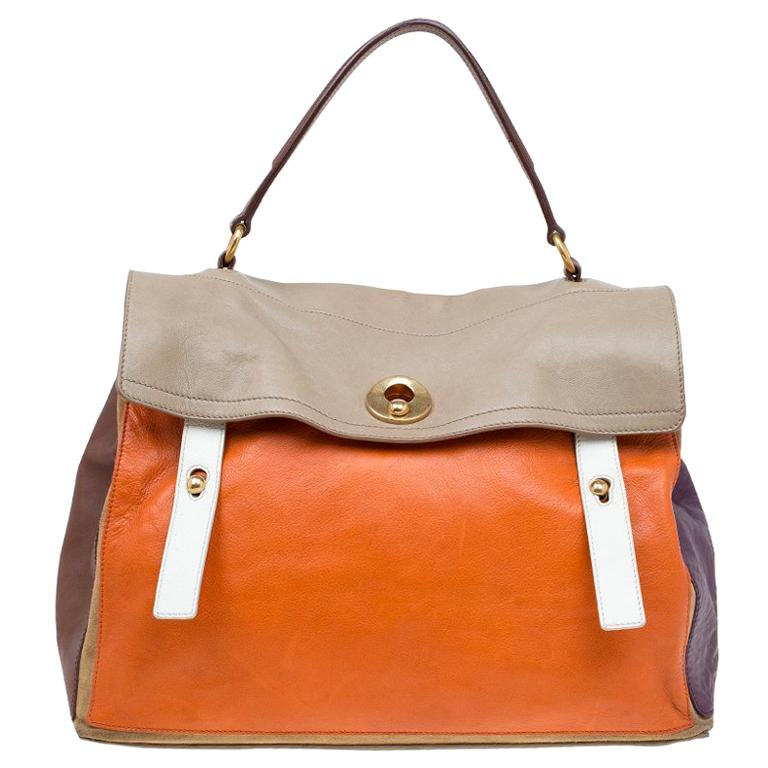 Saint Laurent Paris Tri Color Leather Large Muse Two Top Handle Bag For ...