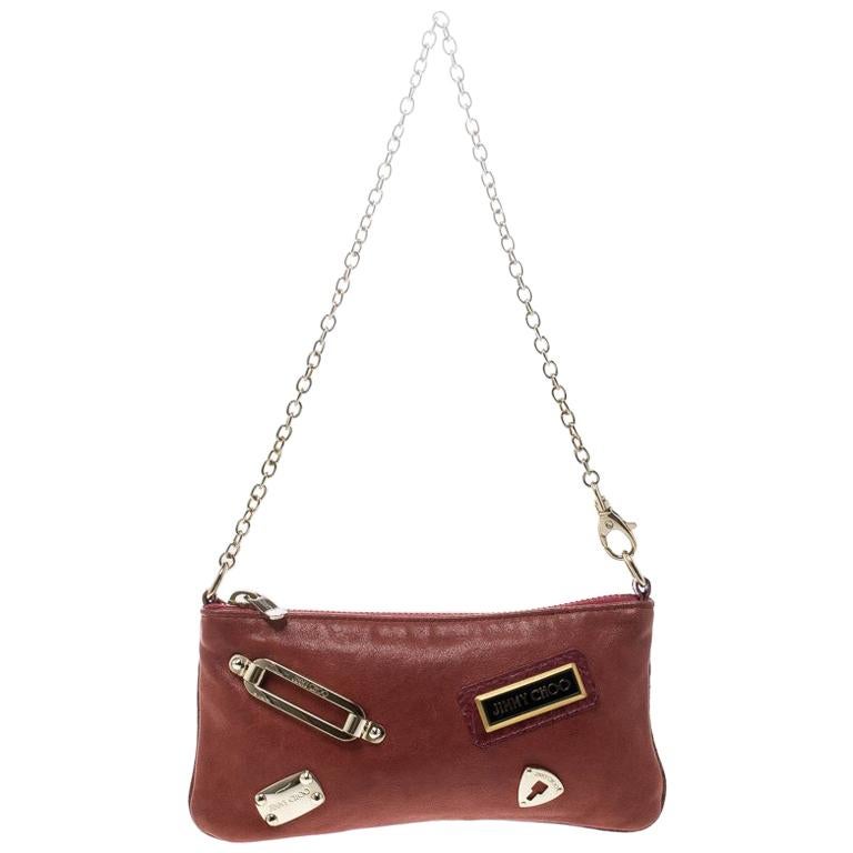 Jimmy Choo Red Leather Chain Bag For Sale at 1stDibs