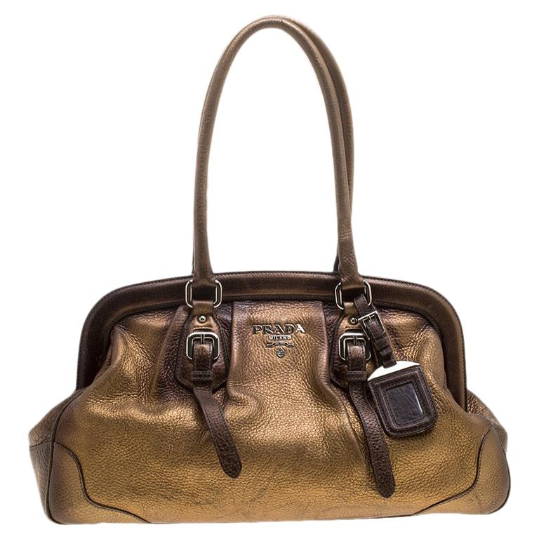 Prada Metallic Ombre Leather Frame Satchel For Sale at 1stDibs