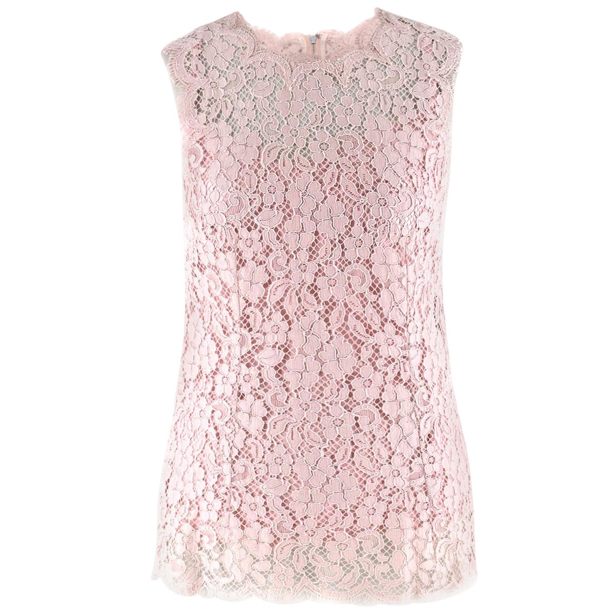 Dolce and Gabbana Blush Pink Lace Top US 4 at 1stDibs | blush lace top ...