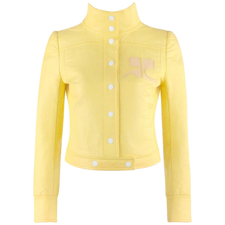 COURREGES c.1970's Icterine Yellow Vinyl Mod Signature Logo Cropped ...