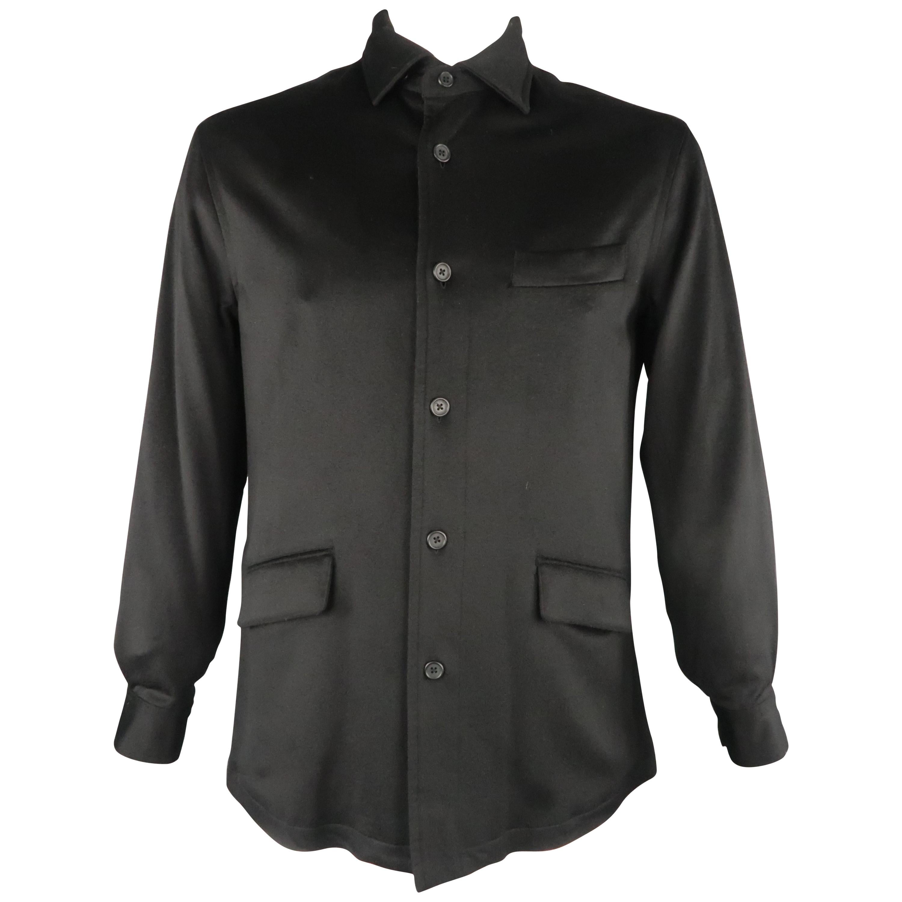 FACONNABLE Mens S Black Solid Wool Car Coat Jacket at 1stDibs ...