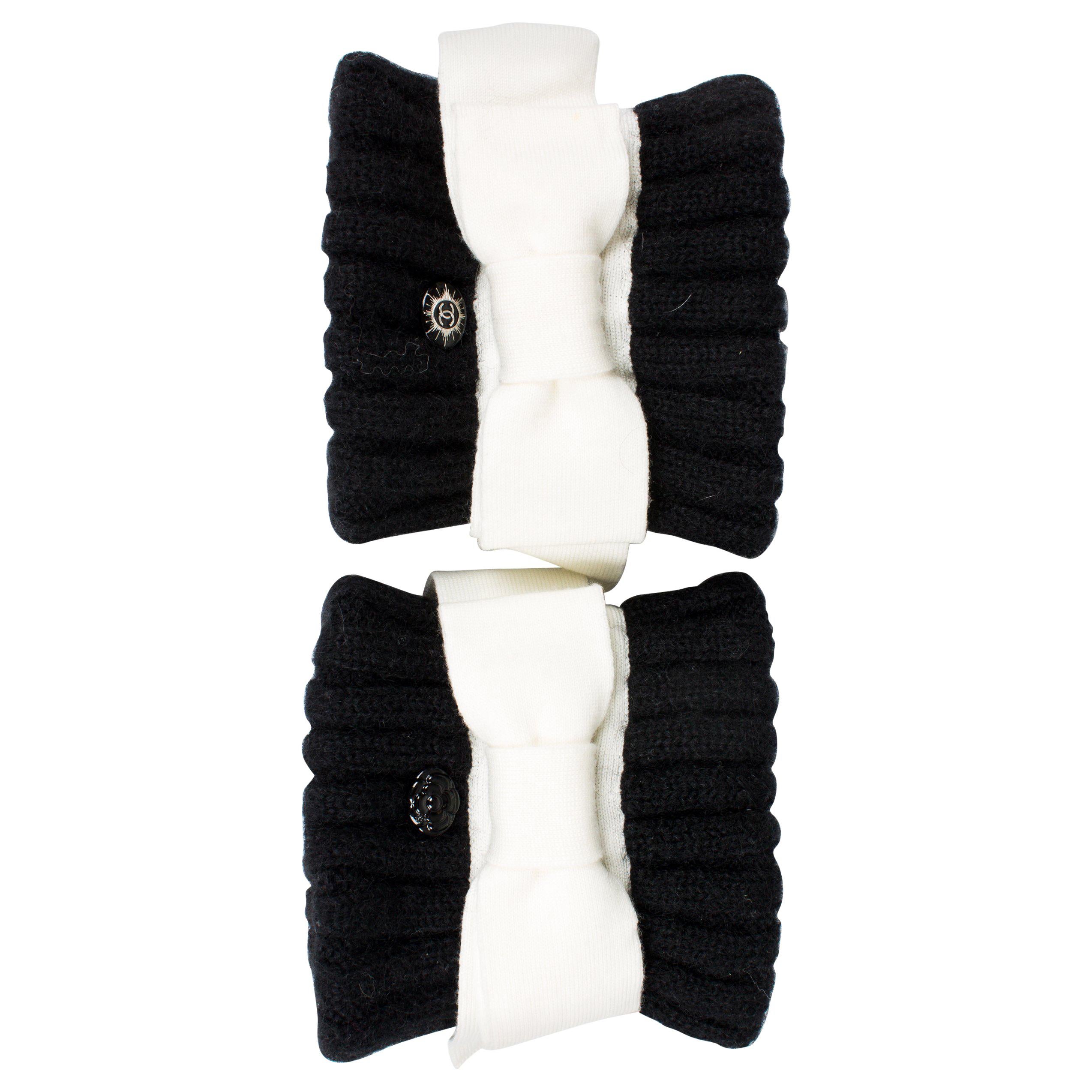 Chanel Wool Cuffs - black and white at 1stDibs