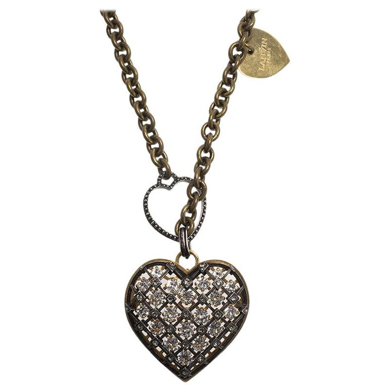 Lanvin Crystal Mira Heart Pendant Long Necklace at 1stDibs