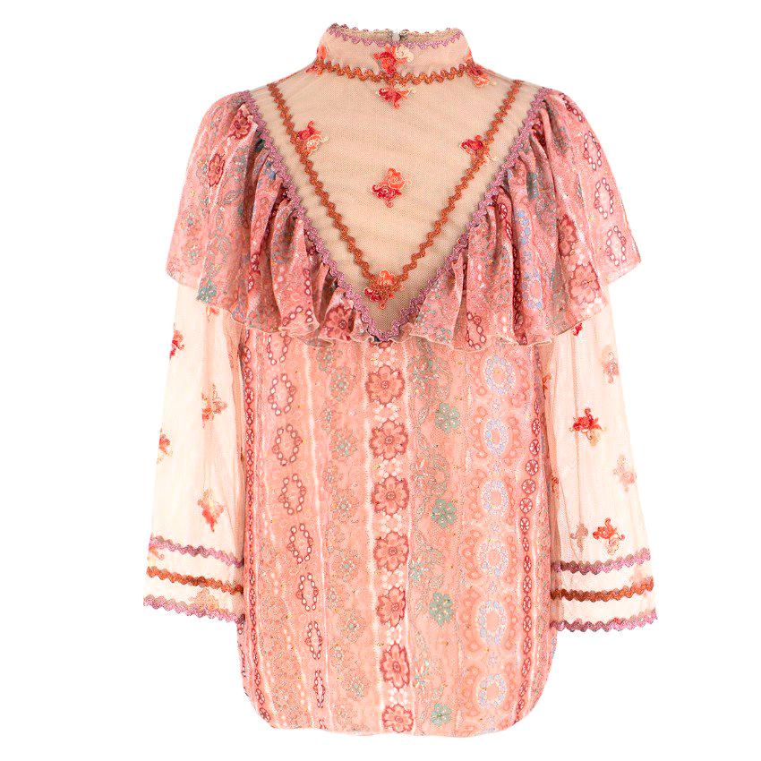 Anna Sui Tulle and Chiffon Ruffle Blouse US 6 at 1stDibs