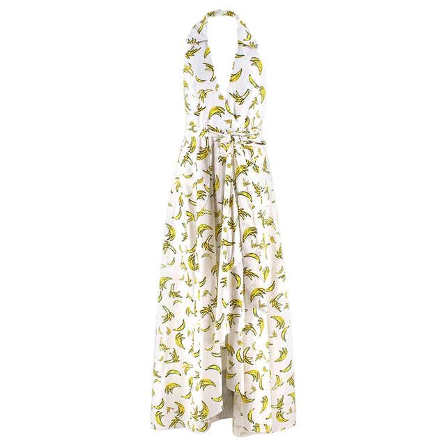 Milly Banana-print hatlerneck poplin maxi dress US 4 For Sale at 1stDibs Milly Banana-print hatlerneck poplin maxi dress US 4 For Sale at 1stDibs