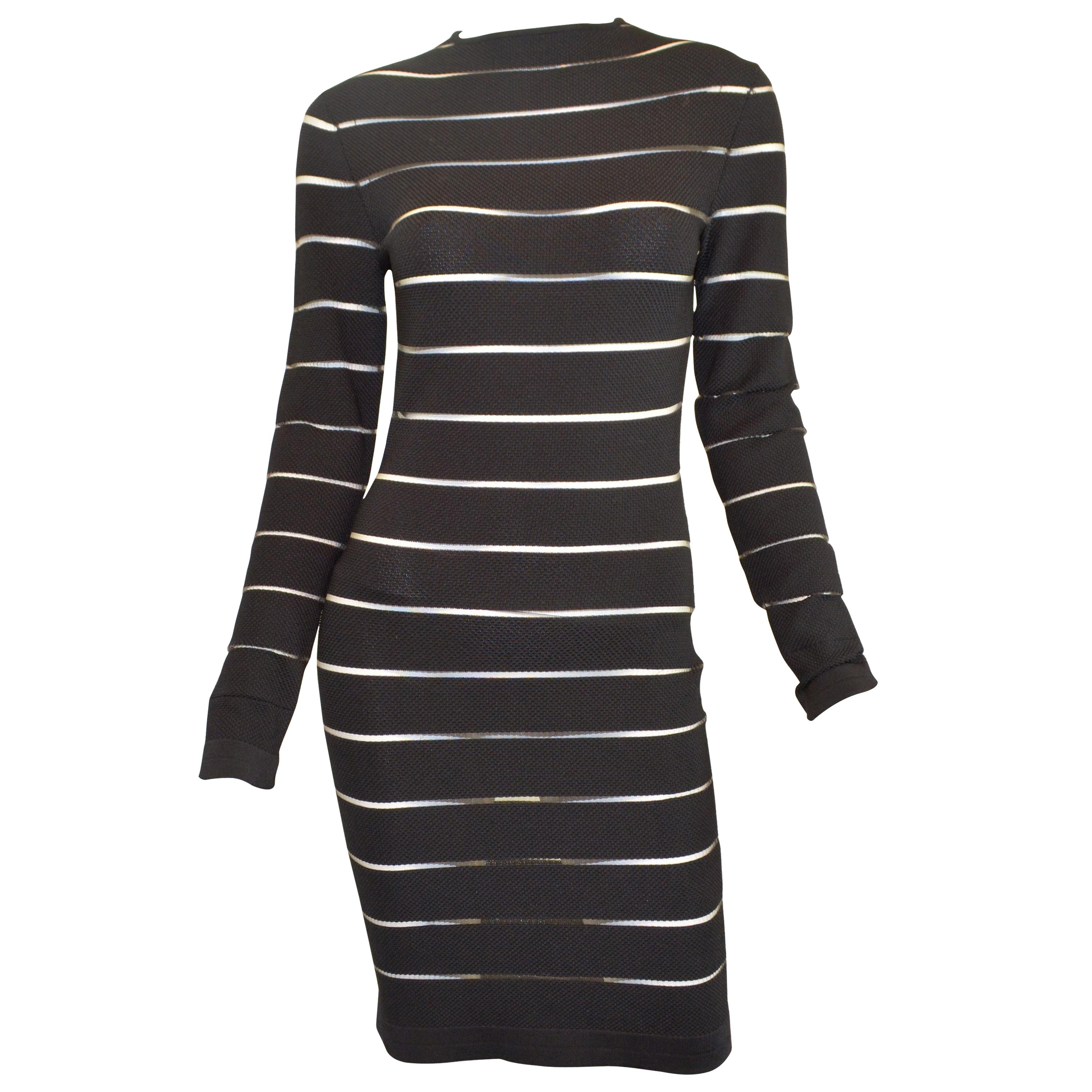 Balmain Sheer Striped Bodycon Dress at 1stDibs