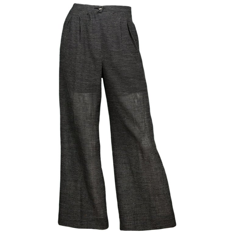 Chanel Black/White Wool Tweed Sheer Slacks W/ Shorts Lining Sz 34 For ...