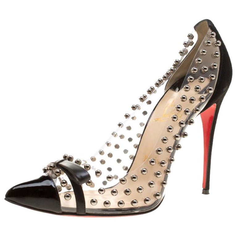 Christian Louboutin Black Studded Suede Boule Bow Pointed Toe Pumps ... Christian Louboutin Black Studded Suede Boule Bow Pointed Toe Pumps ...
