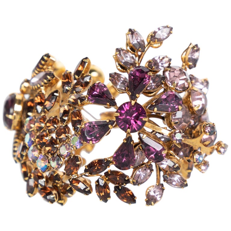 Tom Binns Swarovski Crystal Floral Garden Cuff Bracelet Unsigned at ...
