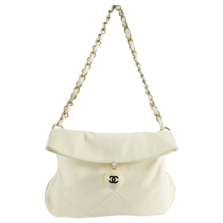 Chanel Ivory Lambskin Chain Strap Shoulder Bag with CC Resin Ball at ...