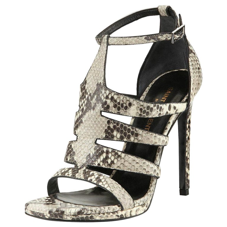 Saint Laurent Python-Print Cutout Sandals For Sale at 1stDibs