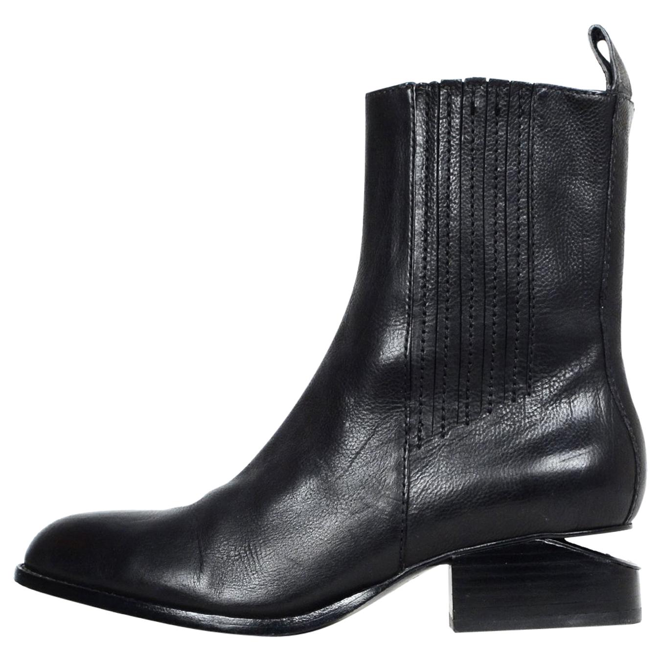 Alexander Wang Black Leather Anouck Boots Sz 37.5 For Sale at 1stDibs