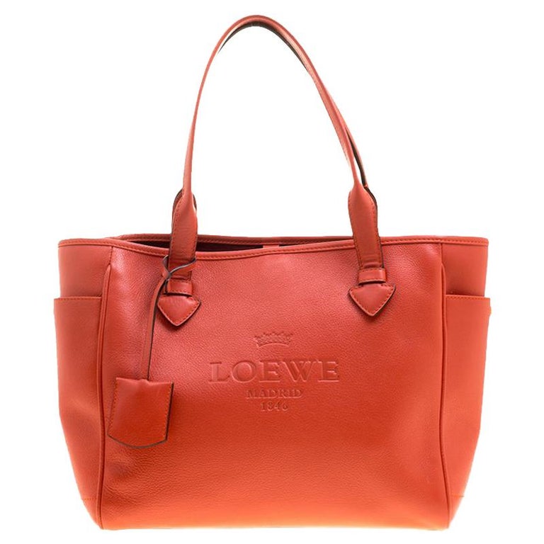 Loewe Red Leather Tote For Sale at 1stDibs