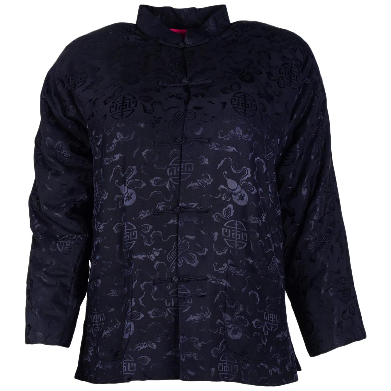 Shanghai Tang Navy Printed Silk Jacket Sz A10 For Sale at 1stDibs ...