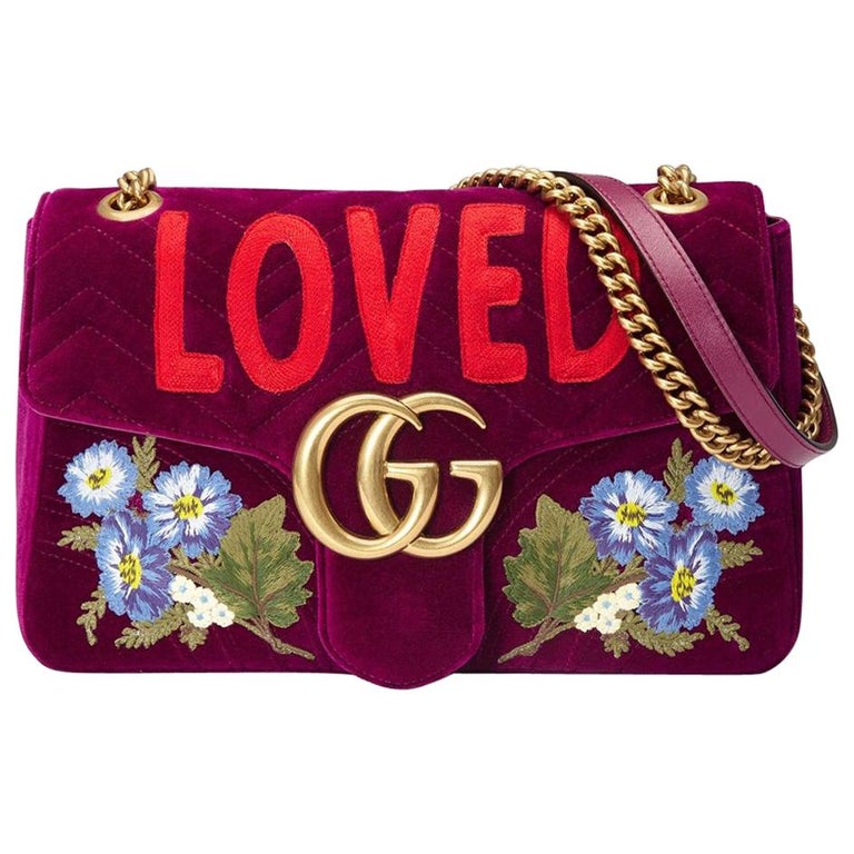 Gucci GG Marmont Embroidered Velvet Bag at 1stDibs | gucci velvet love bag