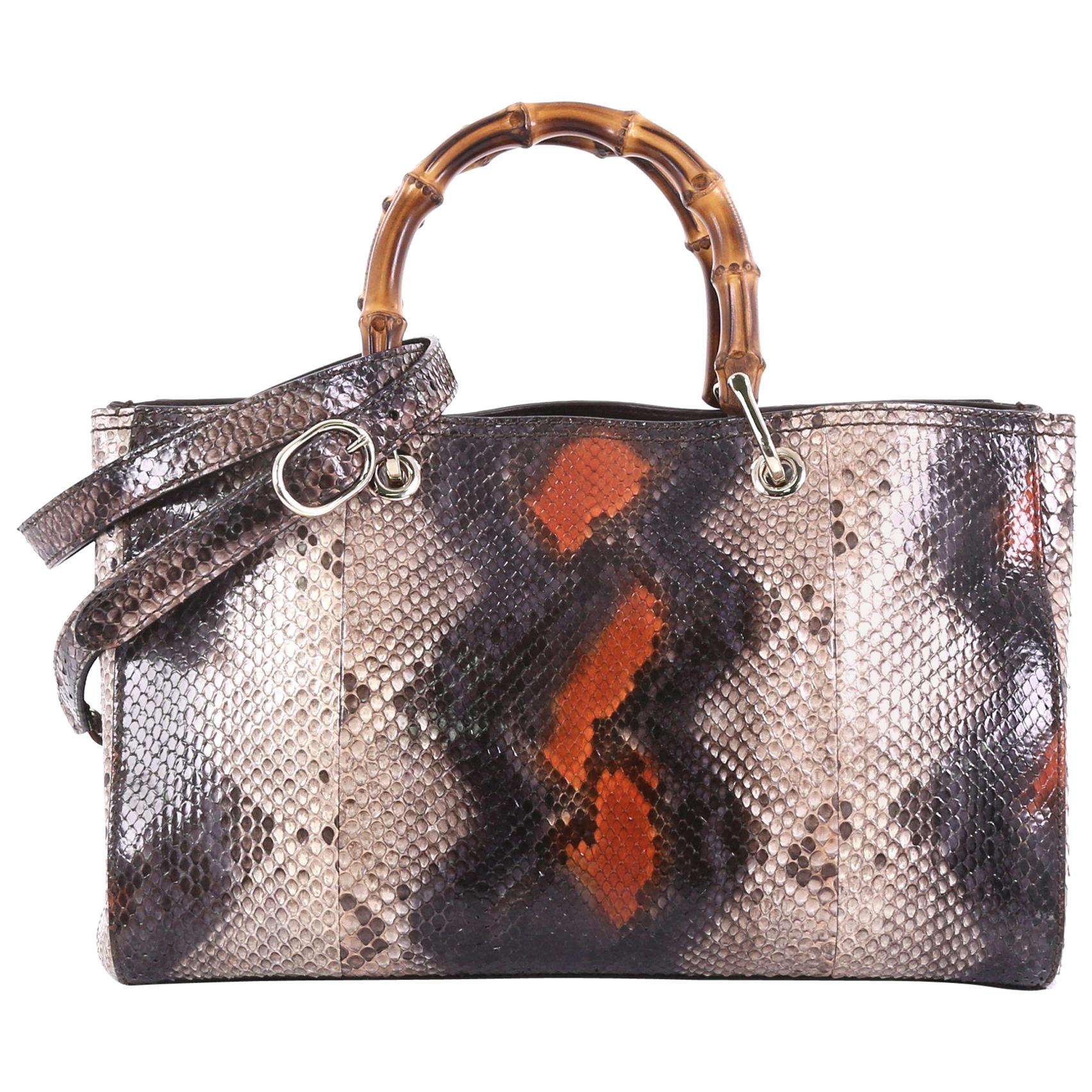 Gucci Bamboo Shopper Tote Python Medium at 1stDibs